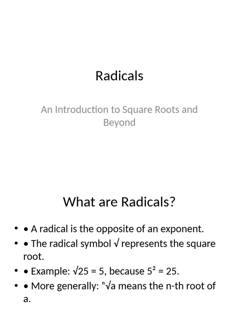 Radicals Presentation | PDF