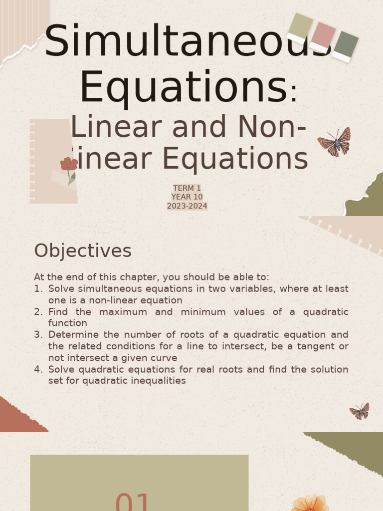 Solving Simultaneous Linear Equations | PDF | Quadratic Equation ...
