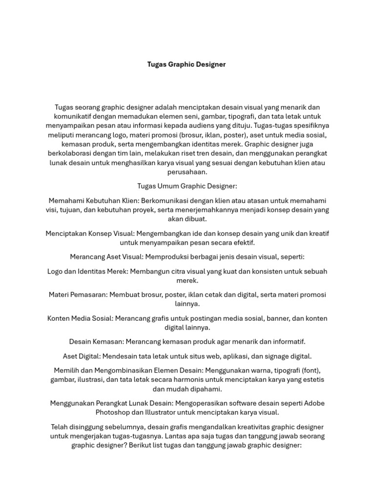 Tugas Desainer Grafis | PDF