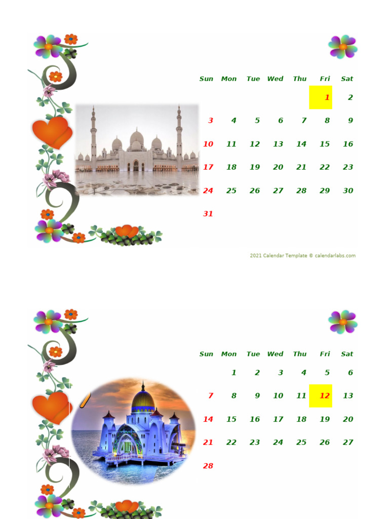 2021 Monthly Calendar Template Design 02 | PDF