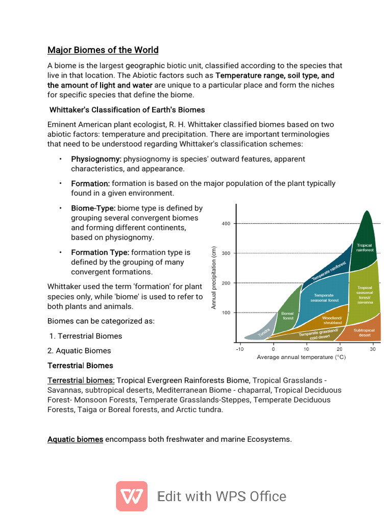 Major Biomes of The World | PDF | Forests | Grassland