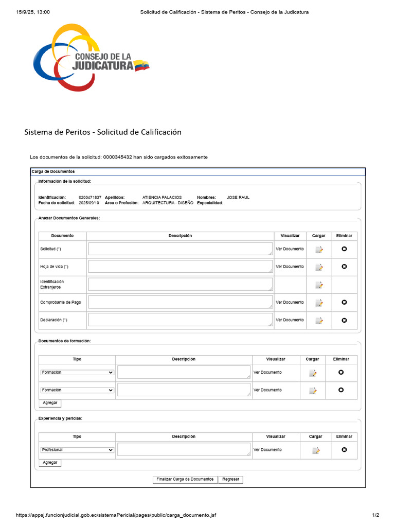 Solicitud de Calificación de Peritos | PDF