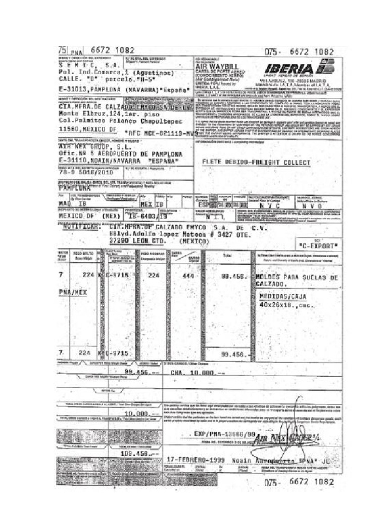 Modelo de Guia Aerea Awb | PDF