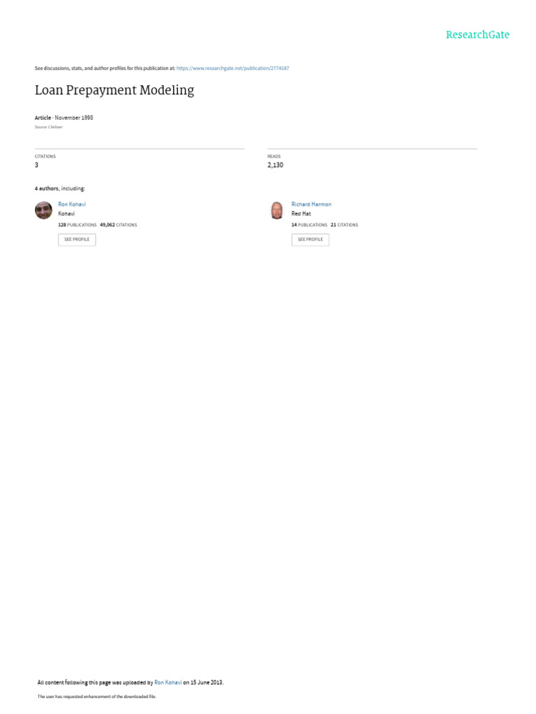 Loan Prepayment Modeling Insights | PDF | Refinancing | Mortgages
