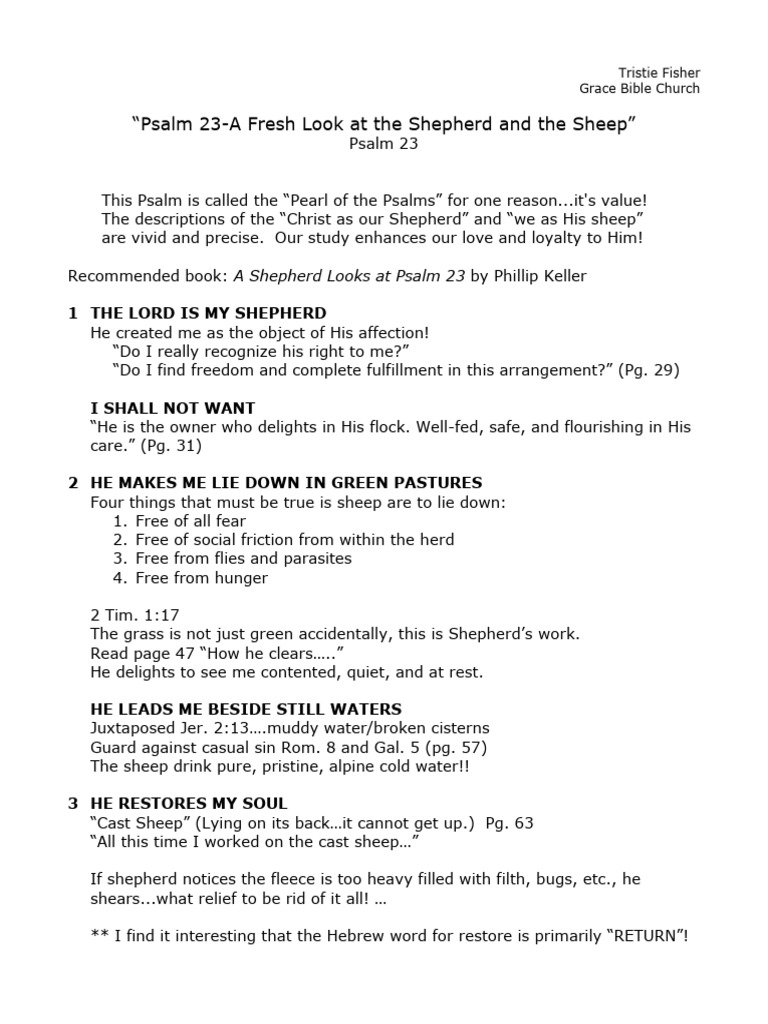 Fresh Insights on Psalm 23 | PDF | Shepherd | Religious Belief And Doctrine