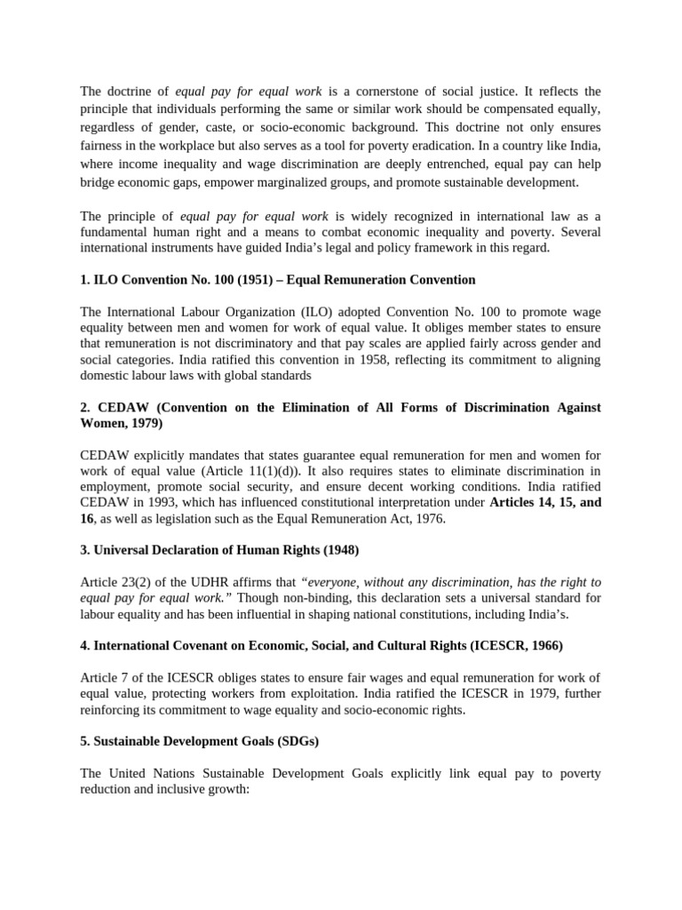 Equal Pay for Equal Work in India | PDF | Equal Pay For Equal Work ...