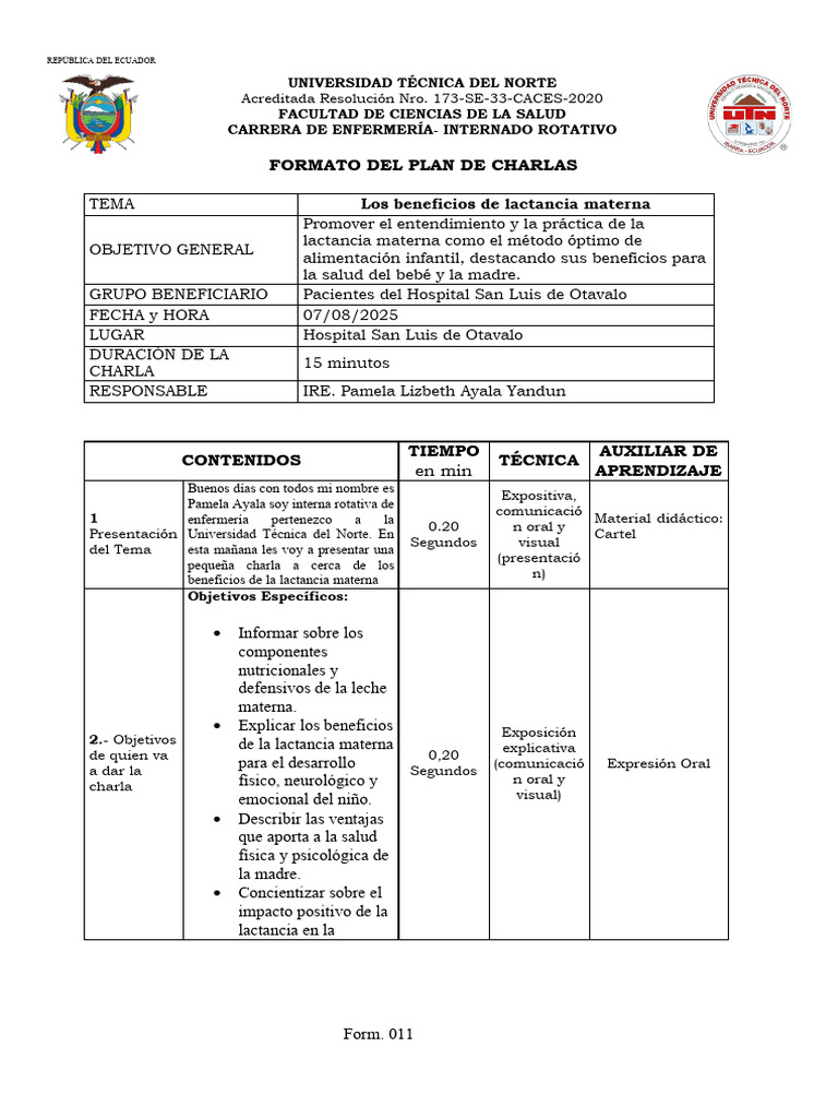 Charla sobre beneficios de lactancia materna | PDF | Amamantamiento ...