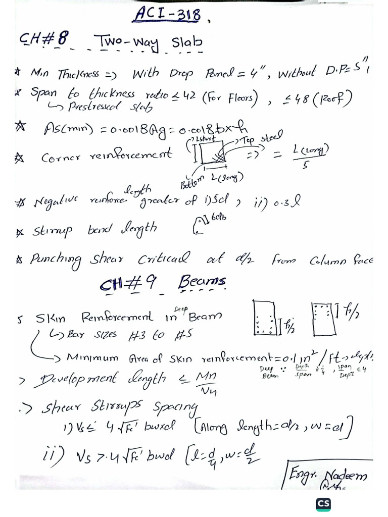 ACI Codes For Colums, Slab, Beam | PDF