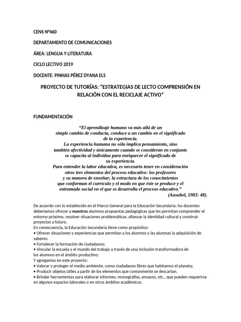 Tutorias Cens 460 Lenli | PDF | Plan de estudios | Evaluación
