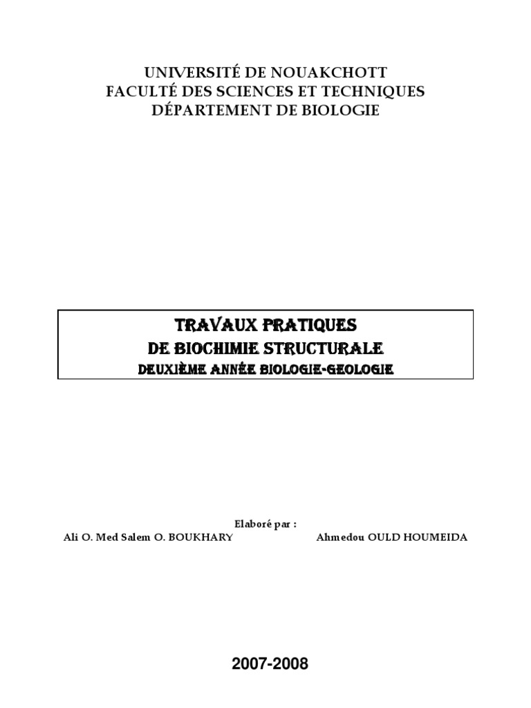 TP Biochimie Structurale 2ème Année | PDF | Glucide | Chiralité (chimie)