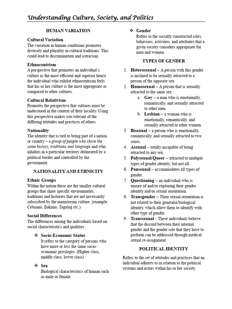 UCSP - 2nd Quarter - Week 1 | PDF | Gender Studies | Gender