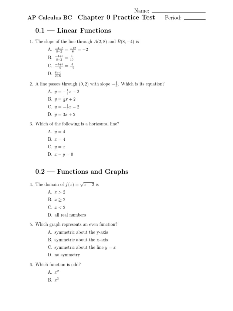 AP Calculus BC Practice Test | PDF | Analysis | Mathematical Analysis