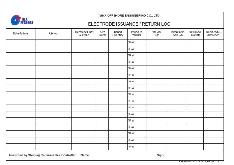 Electrode Issuance and Return Log | PDF