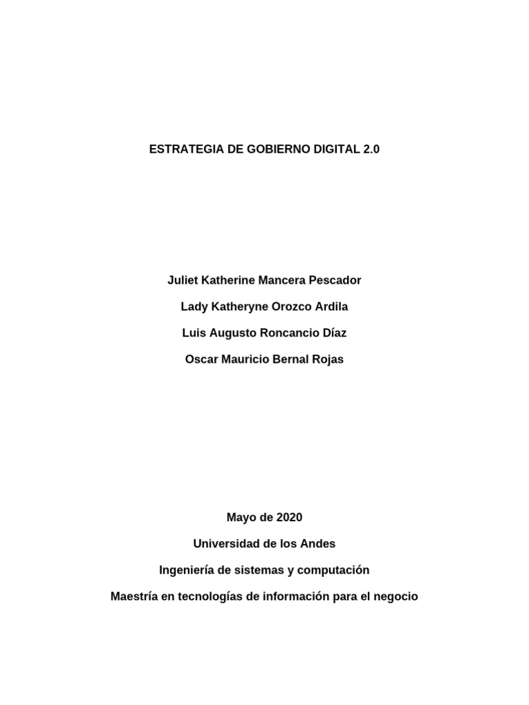 Estrategia de Gobierno Digital 2 | PDF | Gobierno E | Informática
