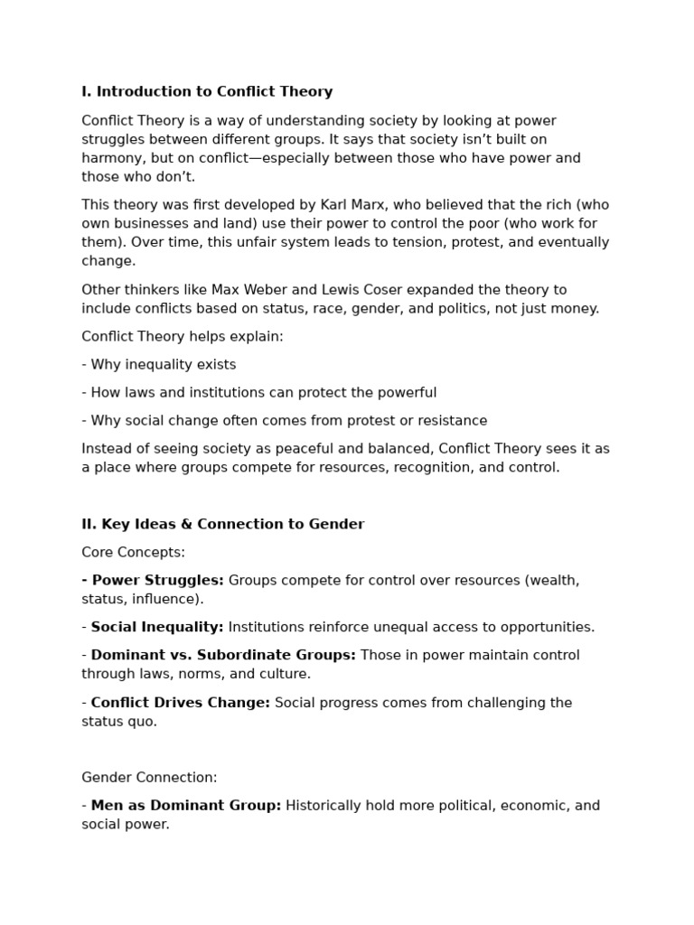 Conflict Theory | PDF | Gender Studies | Gender