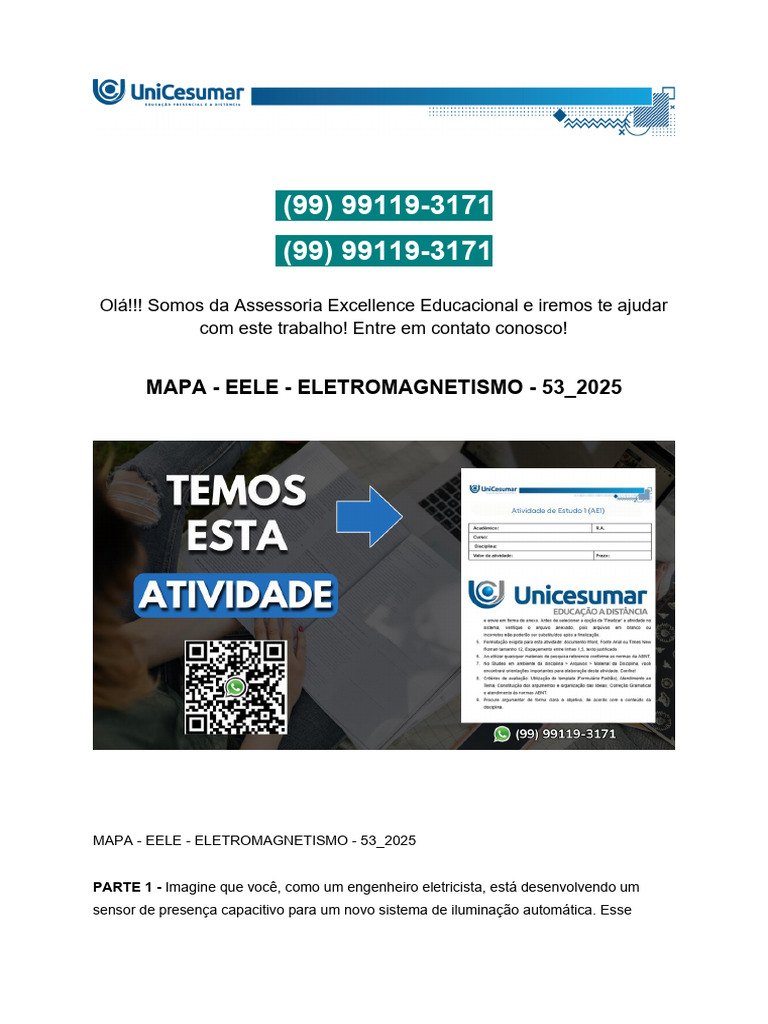 Mapa - Eele - Eletromagnetismo - 53_2025 | PDF | Magnetismo | Eletromagnetismo