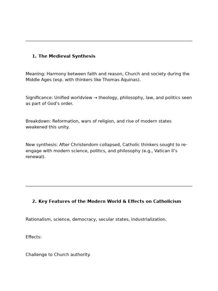 Medieval to Modern: Catholicism's Evolution | PDF | Reason | Age Of ...