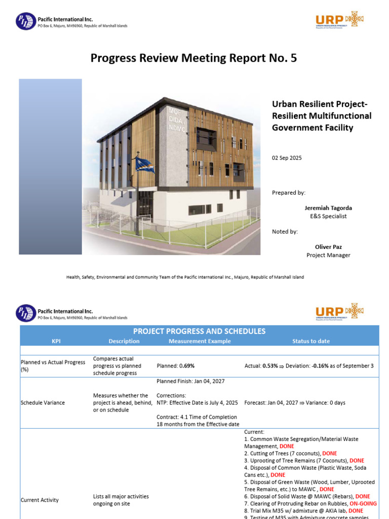 Progress Review Meeting Report 5 - 02 Sep 2025B | PDF | Waste ...