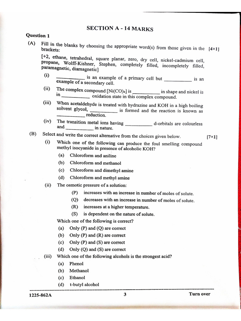 Chemistry Isc 2025 | PDF