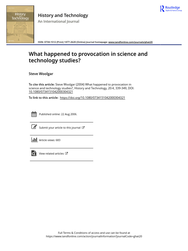 Provocation in Science and Technology Studies | PDF | Science | Knowledge