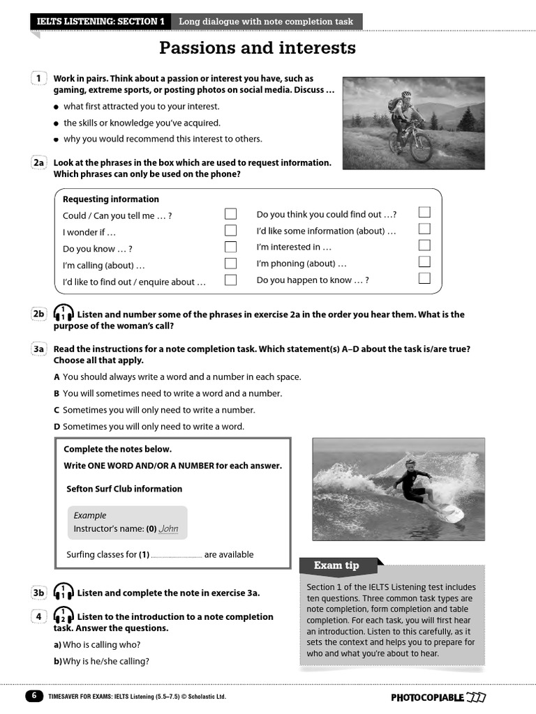 IELTS Listening Section 1 Guide | PDF | International English Language ...