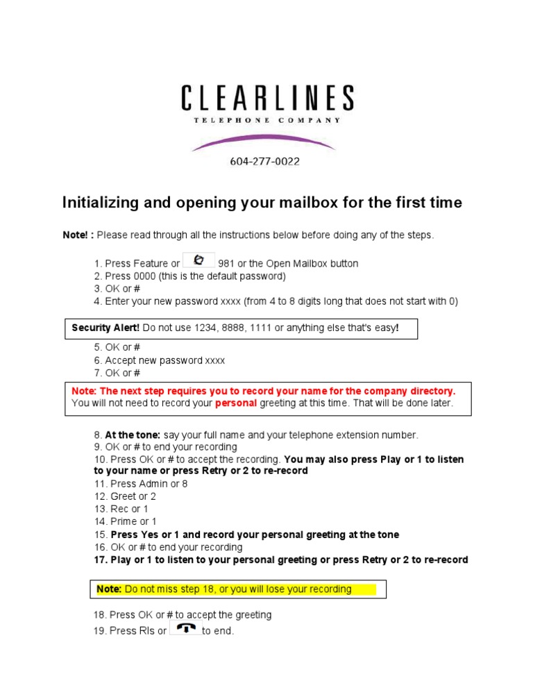 Initializing and Opening Your Mailbox | PDF | Home & Garden