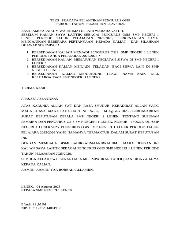 Janji Osis Teks | PDF