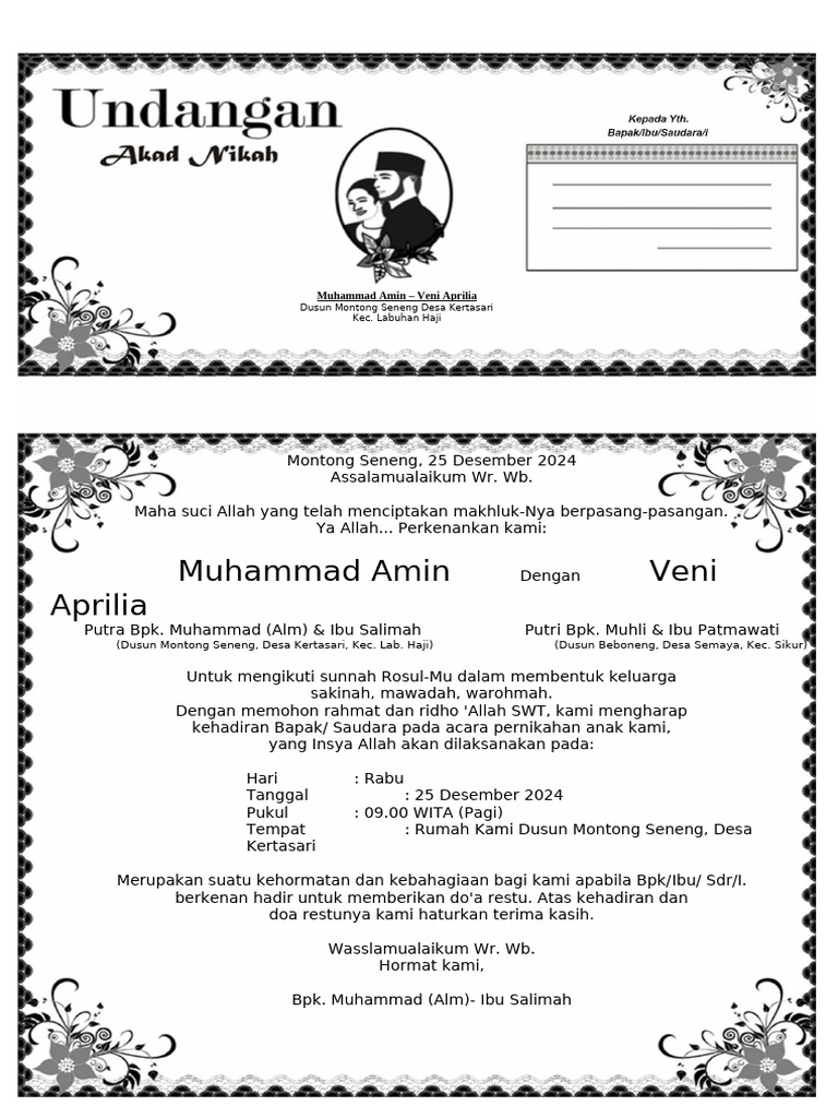 Undangan Pernikahan Doc Siap Edit 1 - Kanalmu | PDF