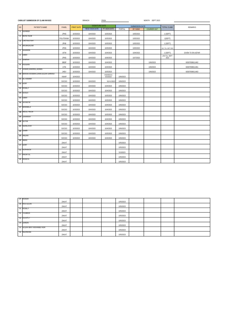 Master Template Claim Submission | PDF