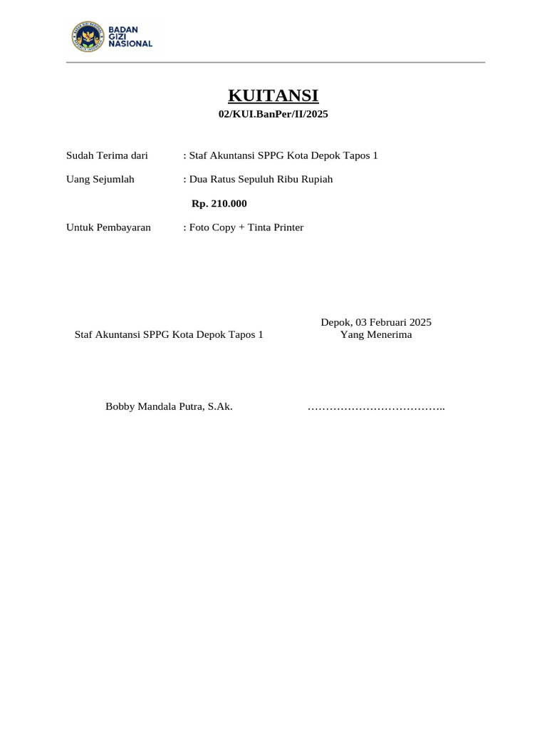 Contoh KUITANSI | PDF