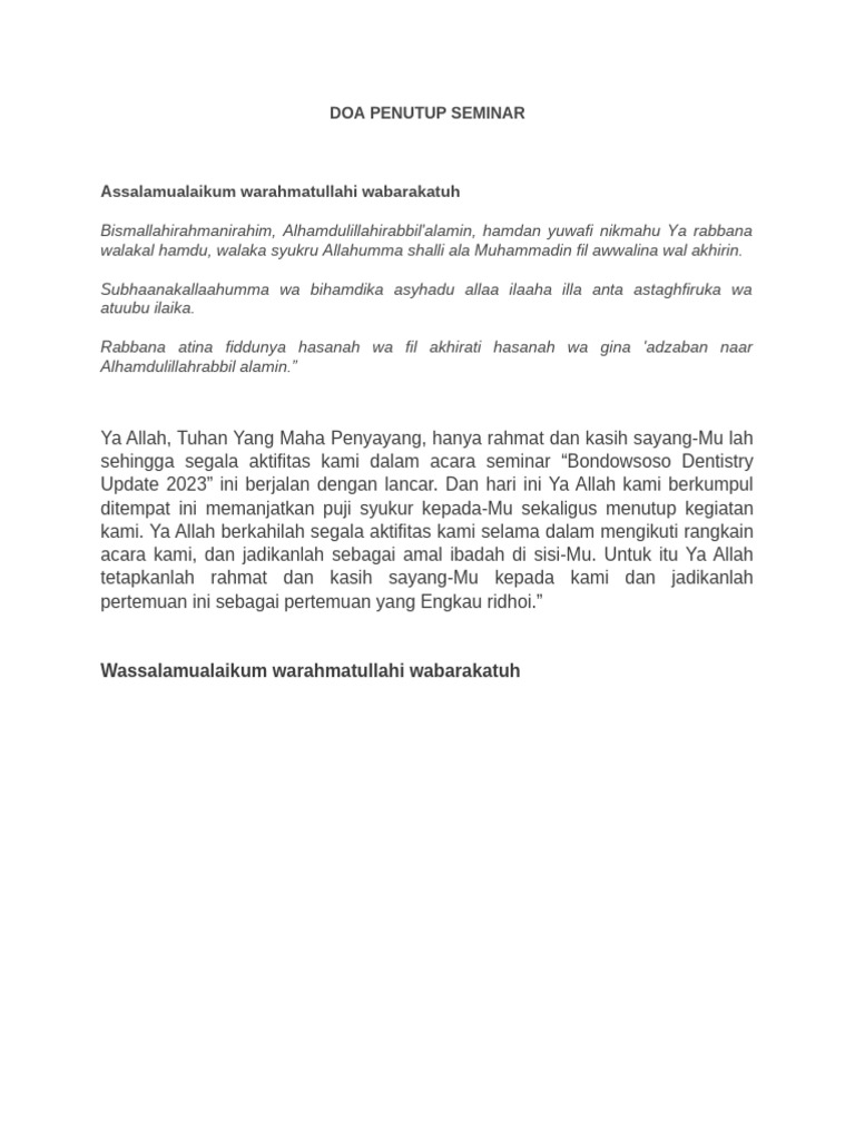 Doa Penutup Seminar | PDF