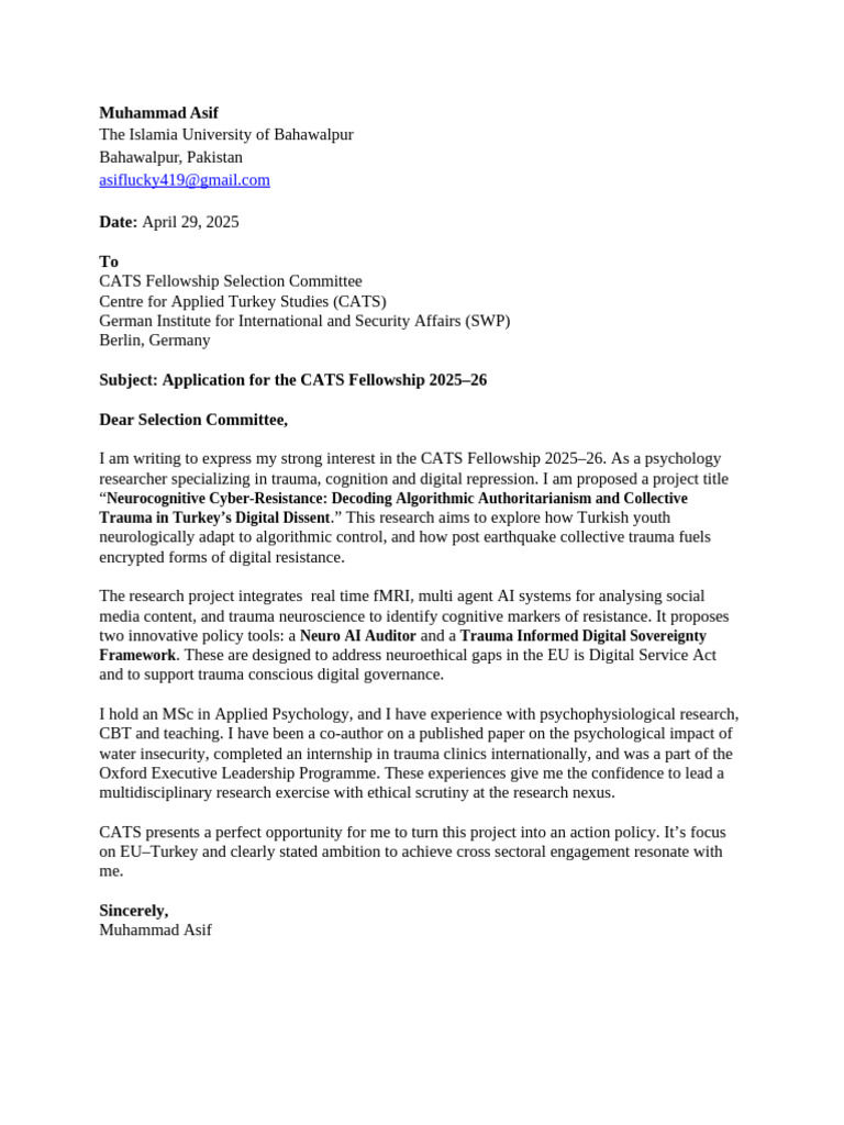 CATS Fellowship Application: Neurocognitive Cyber-Resistance | PDF
