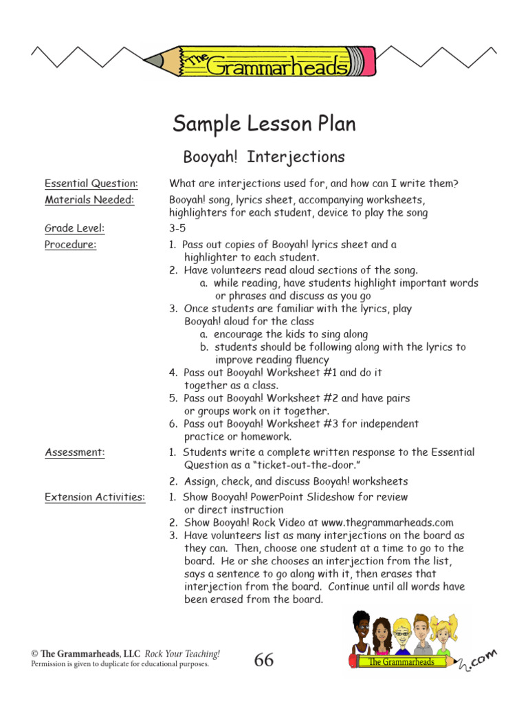 Fun Lesson Plan on Interjections | PDF | Semantic Units