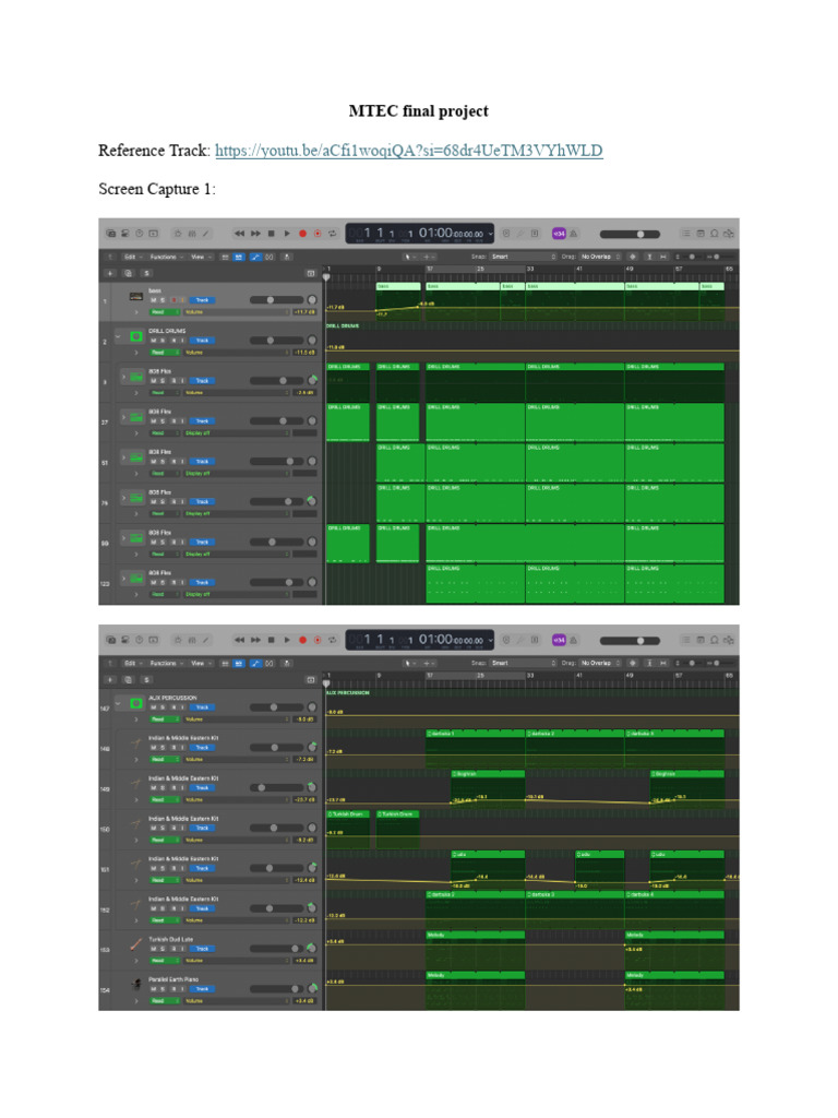 MTEC Final Project Refrence Track and Screen Captures | PDF