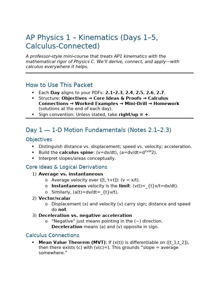 Kinematics: Average vs. Instantaneous Speed | PDF | Acceleration | Velocity
