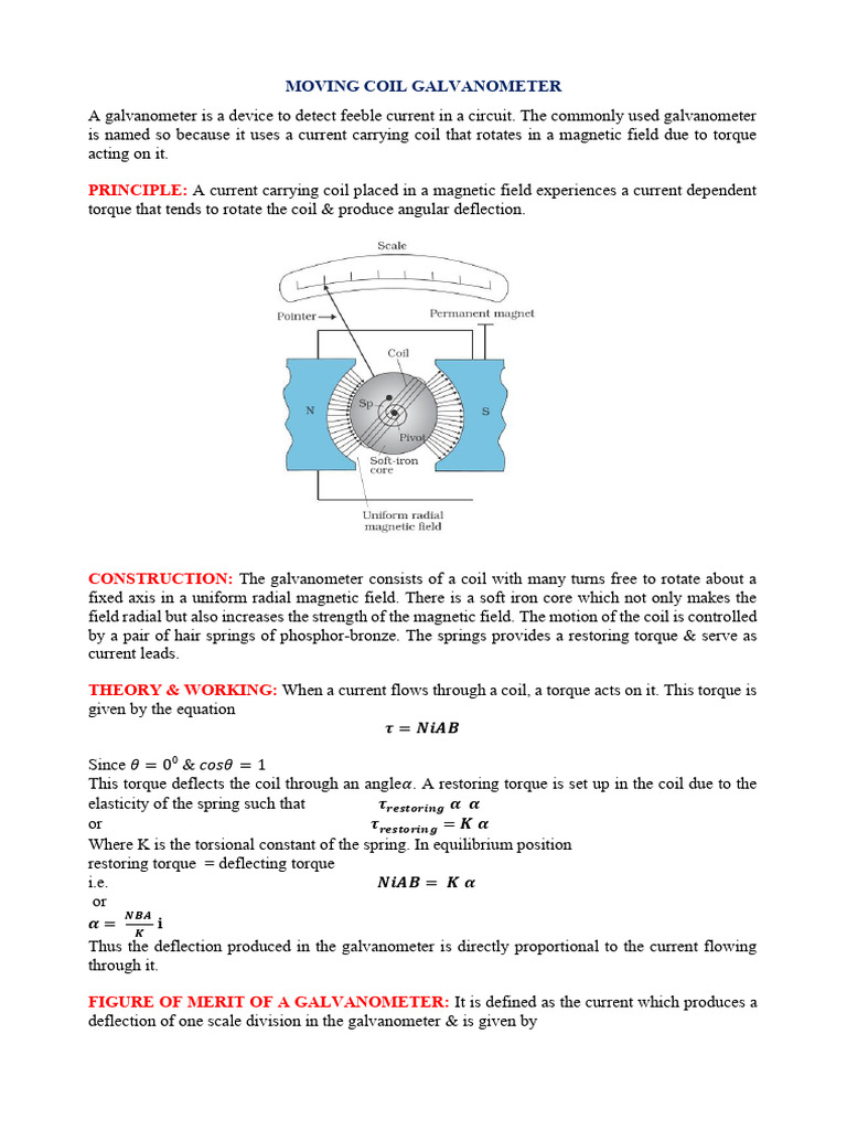Moving Coil Galvanometer-1 | PDF | Mechanical Engineering | Physical Quantities