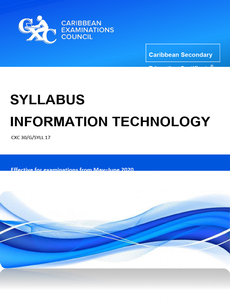CSEC Information Technology Syllabus Grade - 10 | PDF | Computer Security | Security