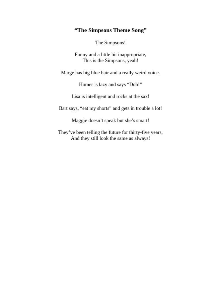 The Simpsons Theme Song Lyrics-1 | PDF