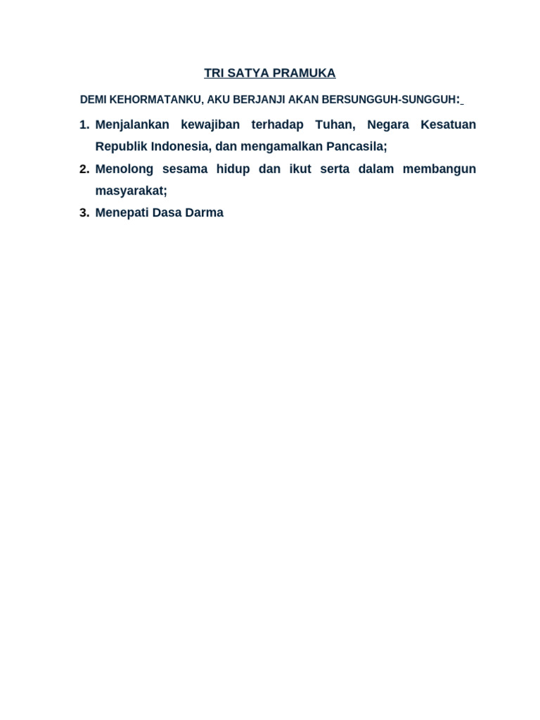 Tri Satya Pramuka | PDF