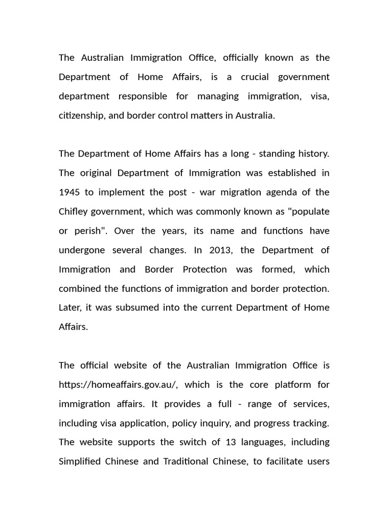 The Australian Immigration Offic | PDF | Travel Visa | Immigration