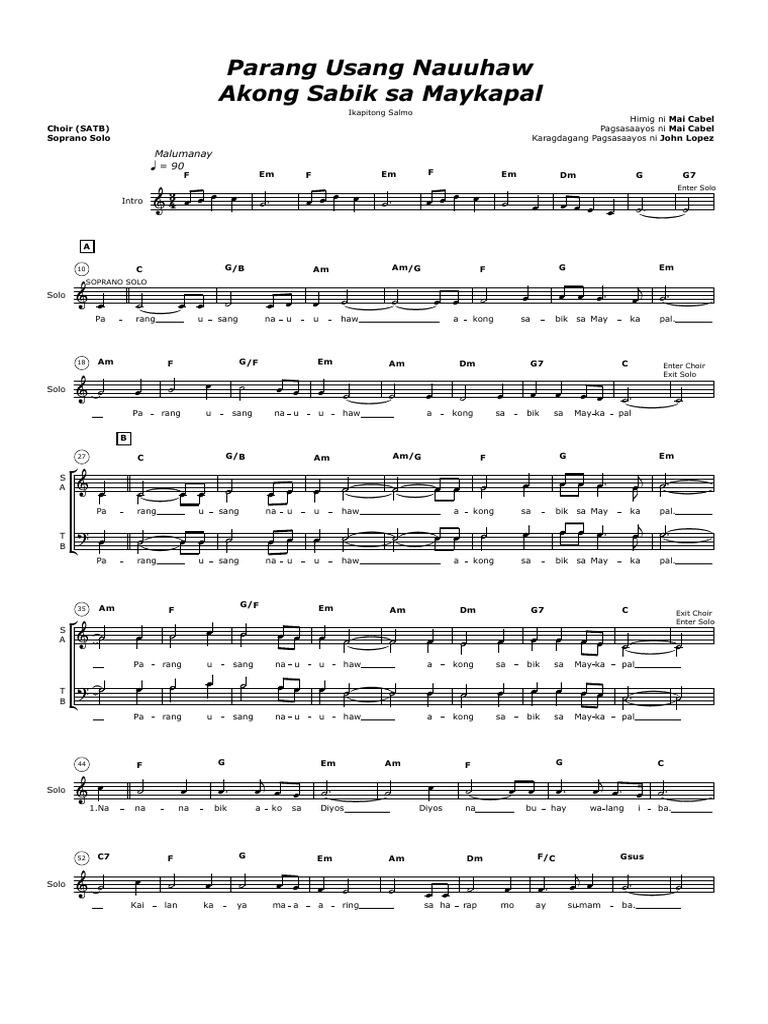 Parang Usang Nauuhaw Akong Sabik Sa Maykapal - For Release | PDF