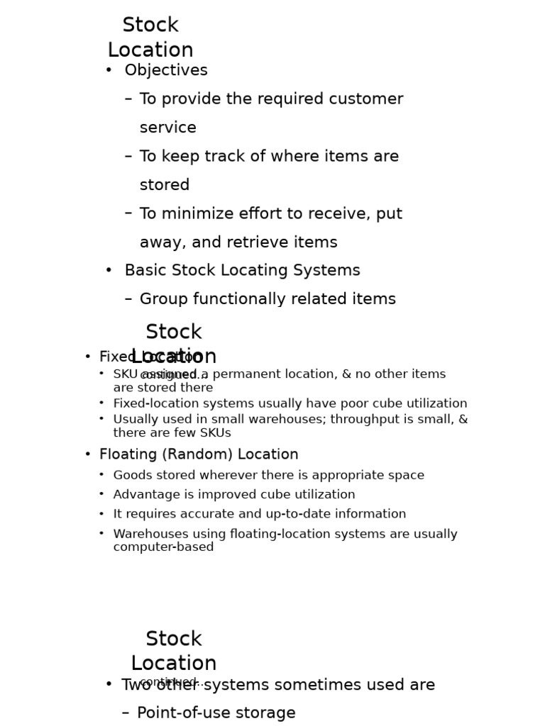 Warehouse Stock Location Strategies | PDF | Warehouse | Inventory
