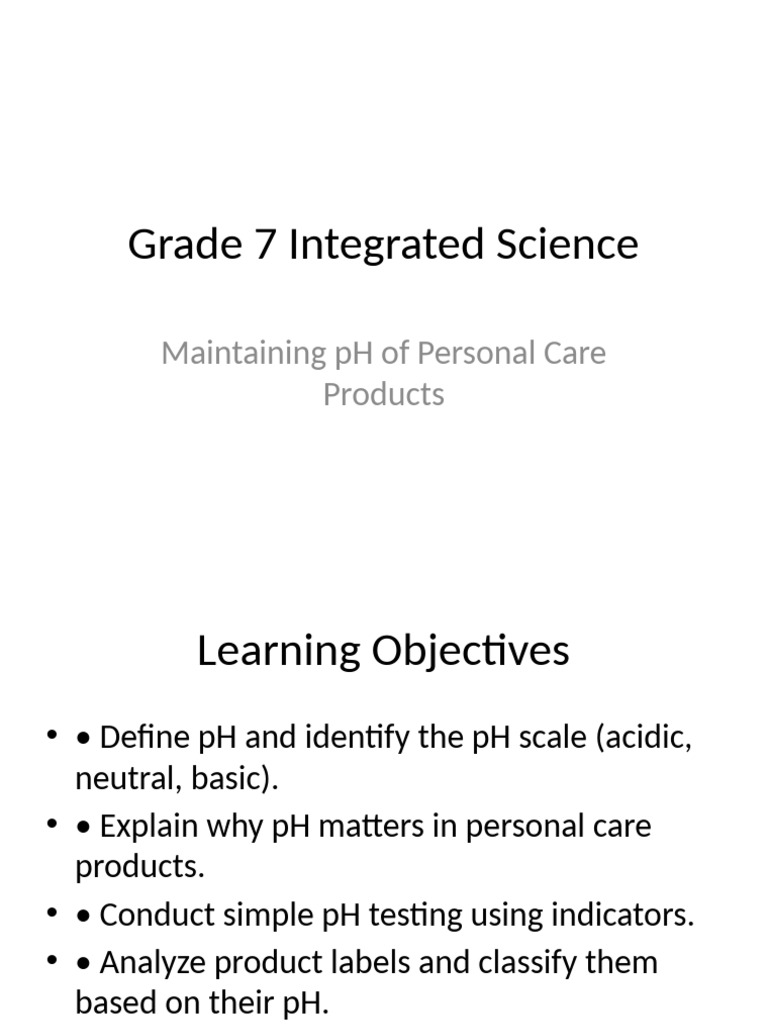 pH in Personal Care Products Explained | PDF