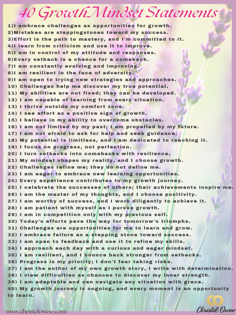 40 Growth Mindset Statements | PDF
