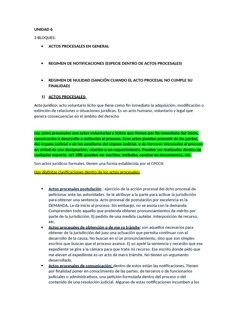 Actos Procesales y Notificaciones en Derecho | PDF | Ley procesal ...