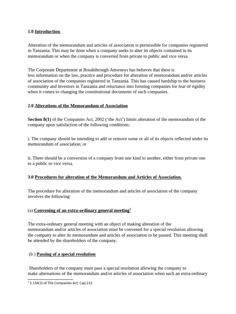 Alteration of Moa:Aoa | PDF | Articles Of Association | Government
