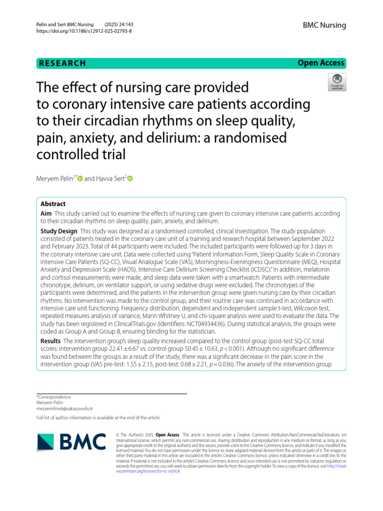 Nursing Care Impact on ICU Sleep Quality | PDF | Student's T Test