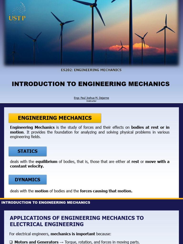 (2a) Weeks 1-2 - Es202 Engg. Mechanics | PDF | Force | Mechanics