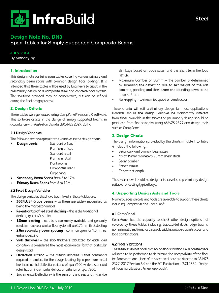 Composite Beam Span Tables Guide | PDF | Beam (Structure) | Civil ...