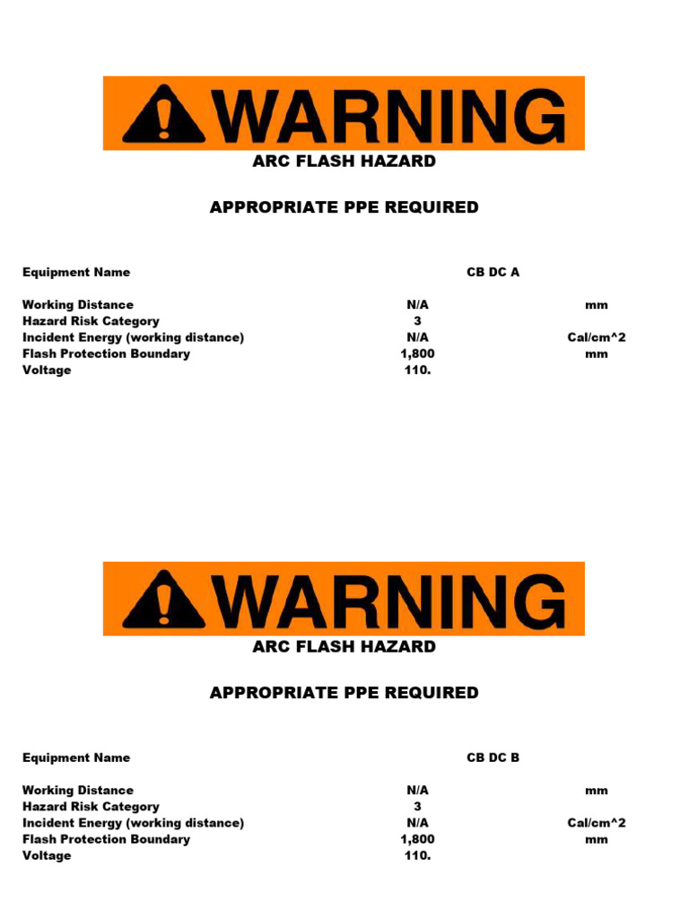 C1 Arc Flash Labels - Attachment - AppendixII.C2 1 | PDF | Electrical ...